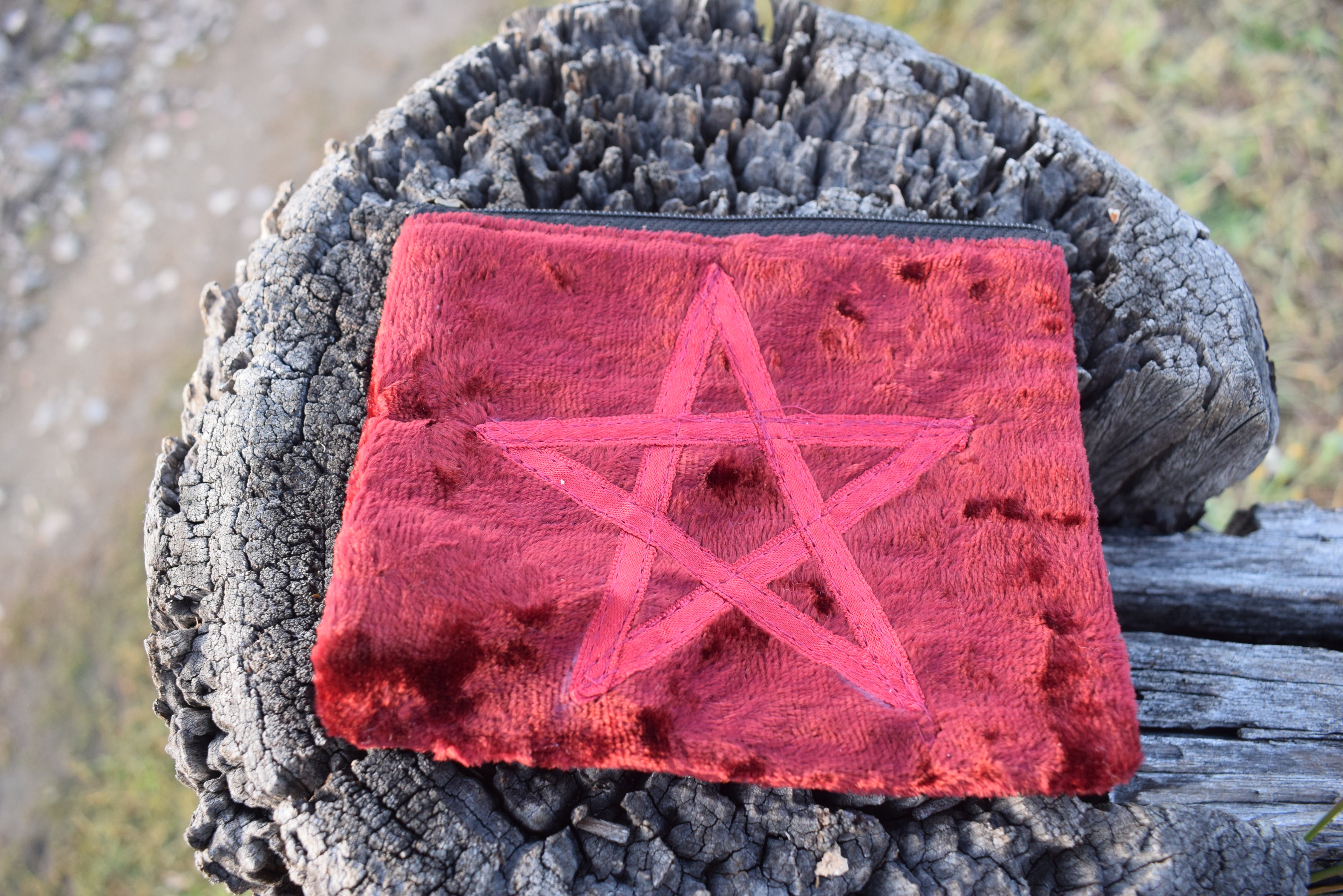 Black, Blue, Brown, Purple & Red Velvet Pentagram Zipper Pouch ...